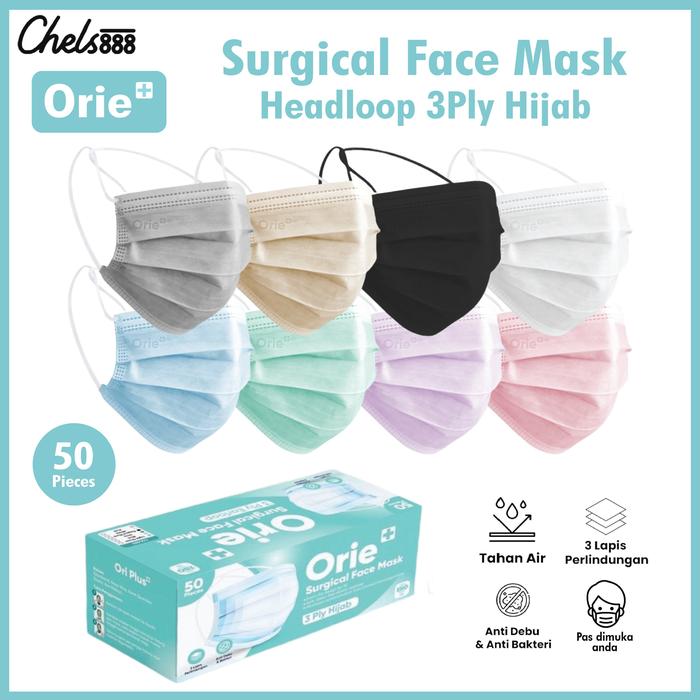 Promo Masker Hijab Orie 3ply Headloop Surgical isi 50 pcs - Hijau ...