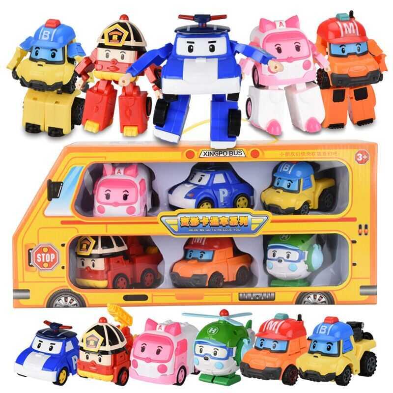 6 Manual Deformation Rescue Vehicle Series Robot Toy Fire Truck Roy ...