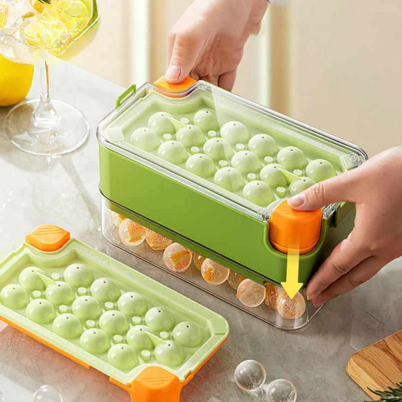 Ball Ice Mold Box Plastics Press Type Ice Cube Maker Ice Tra - TikTok ...