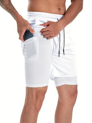 Men's 2 in 1 Running Track Shorts for Spring, Breathable Comfort ...