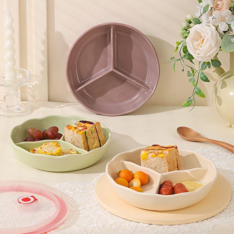 Ceramic Divided Plate Breakfast Tableware Three-Compartment Plate ...