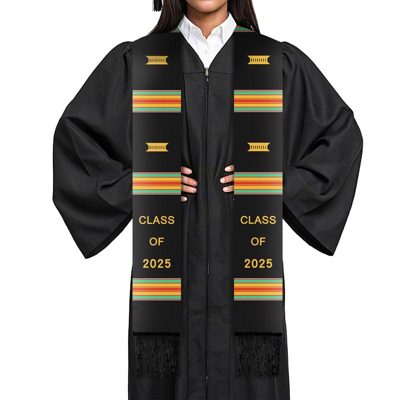 Graduation Kente Stole CLASS OF 2025 Ghanaian Style Black Sash for ...