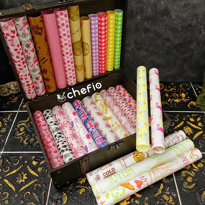 Promo Chefio Wax Paper Food Grade / Baking Paper Motif /Kertas Roti ...