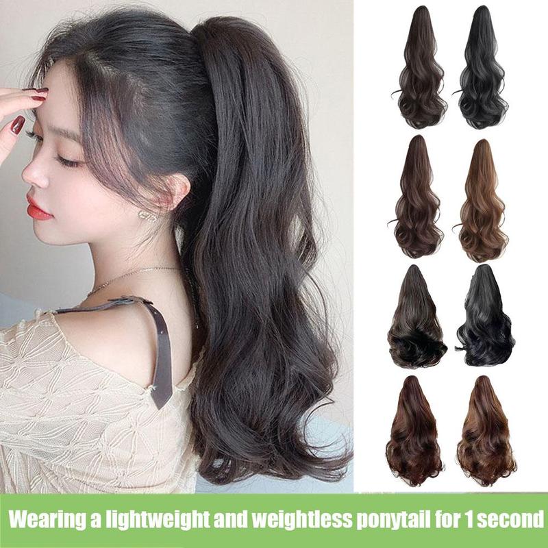 1pc Big Wave High Ponytail Wig Grab Clip Bow Long Hair Braid - TikTok ...
