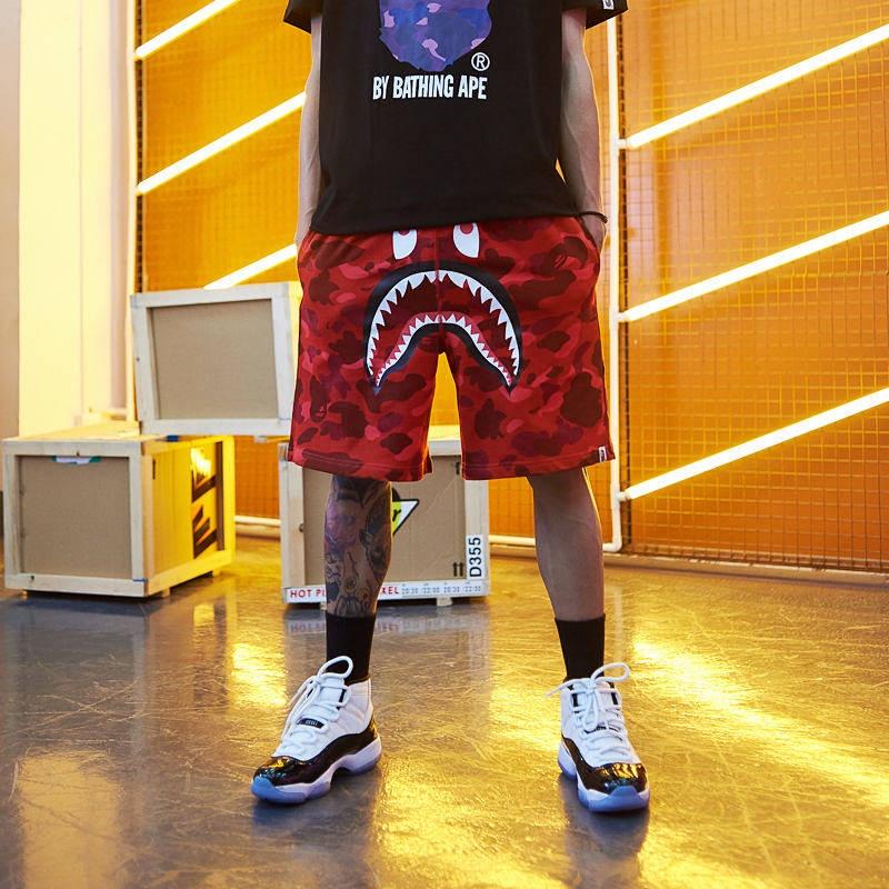 Fashion Brand BAPE Camouflage Printed Shorts Men's Ape Head Shark ...