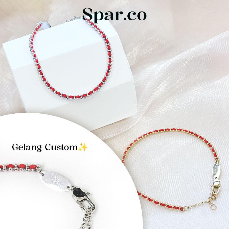 Spar.co Gelang Tali Merah Dengan Custom Laser - Gold or Silver - Shop ...