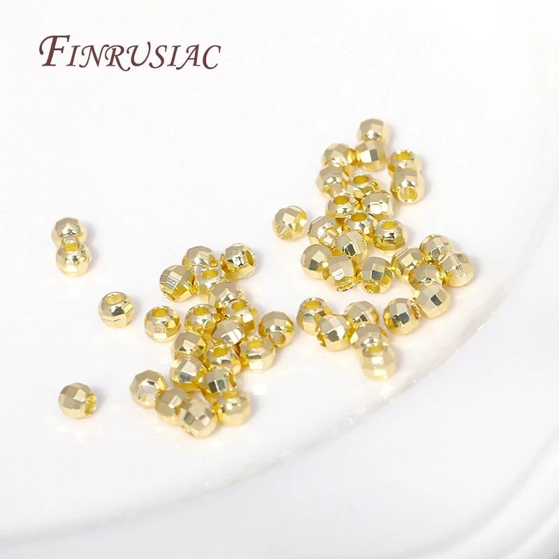 Manik Pengatur Jarak, Bulat, Berkilat, 2.5 / 4mm, Emas 18K, Logam ...