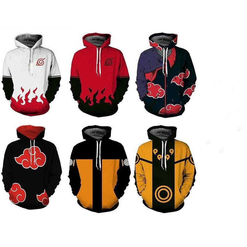 Kostum Cosplay Naruto, Hoodie Cetakan 3D, Rekaan Akatsuki Uchiha ...