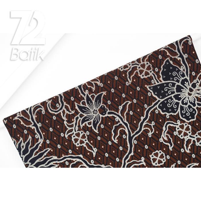 Promo KAIN BATIK PREMIUM Bahan Katun Motif Kembang Kupu Warna Hitam ...