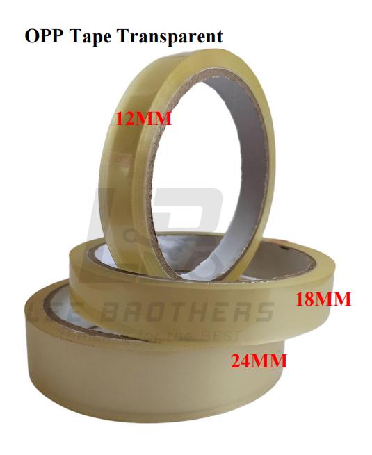 OPP Tape Transparent 12MM/18MM/24MM X 40Yard Pita Kemasan Jelas ...