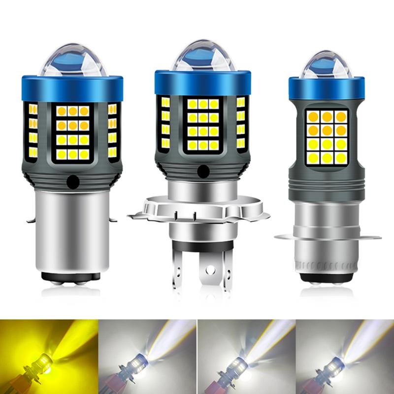 Universal 1200LM LED Bulbs H4 BA20D P15D 12V Moto Headlight Motorcycle ...