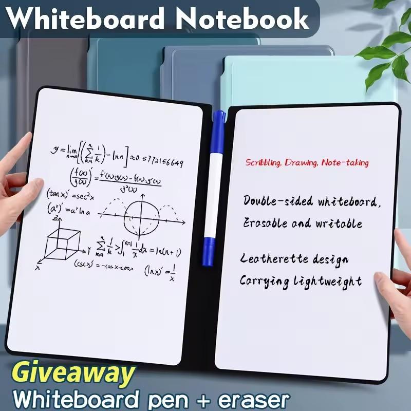 A5 Reusable Whiteboard Notebook Set With Whiteboard Pen Erasing ...