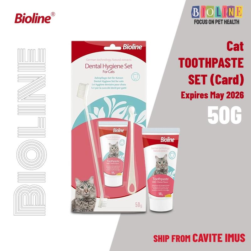 Bioline Toothpaste & Toothbrush with Cheese Flavor 50g for Cats ...