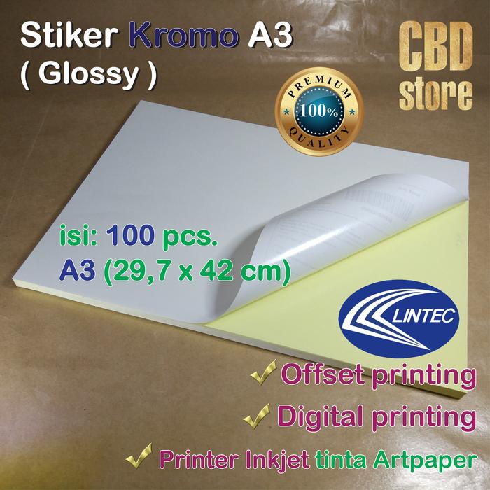 Jual Stiker KROMO A3 29,7 x 42 cm 100 lembar Sticker CHROMO Glossy A3 ...