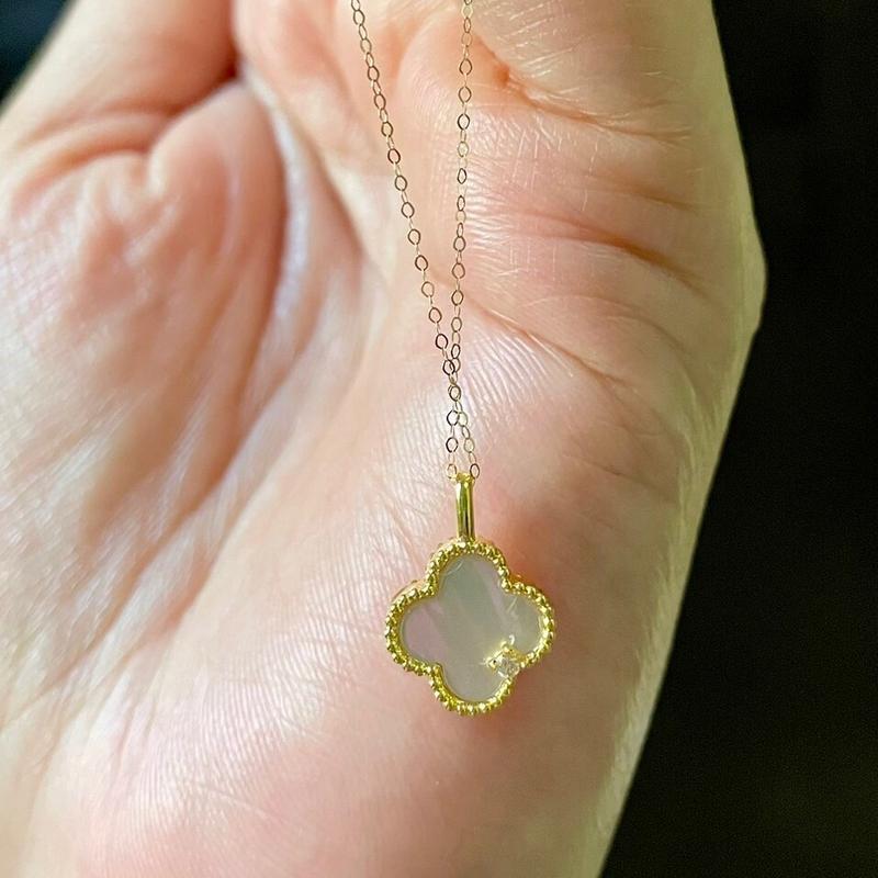 Fine Tauco Chain with Four-Clover Pendant(with .01ct dia) - TikTok Shop ...