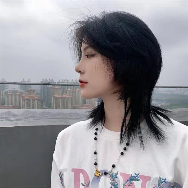 Wolf Tail Wig Short Hair Japanese Mullet Head Men Can Wear Samurai ...
