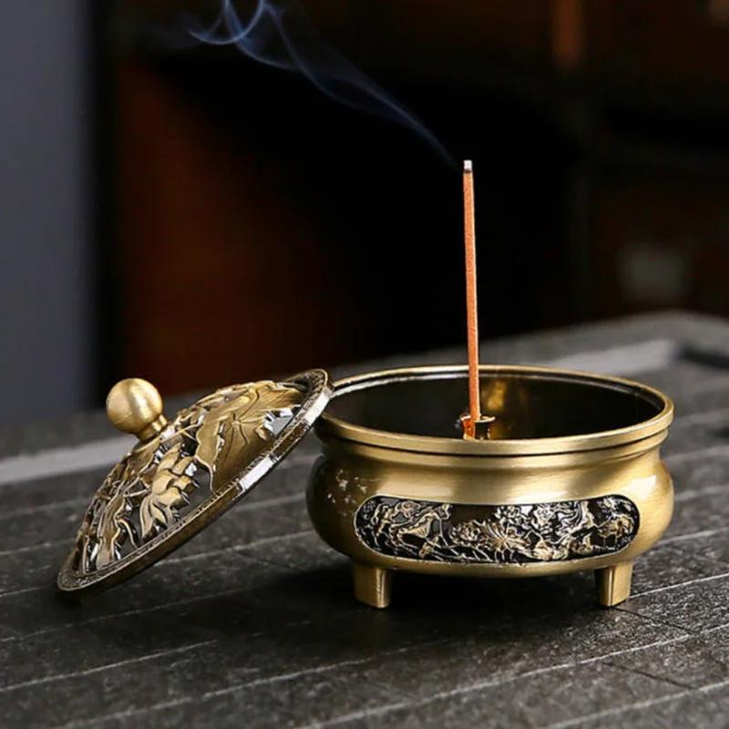 Pembakar Kemenyan Teratai, Bahan Loyang Vintaj, Pemegang Buddha ...