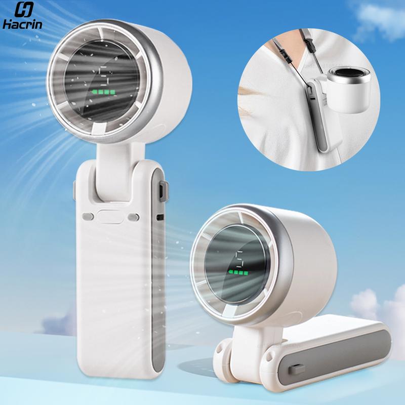 Portable Turbo Fan Mini Hanging Neck Fan USB Rechargeable Handheld ...
