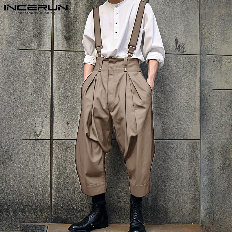 INCERUN Mens Street Stylish Fashion Plain Casual Loose With Pokets ...