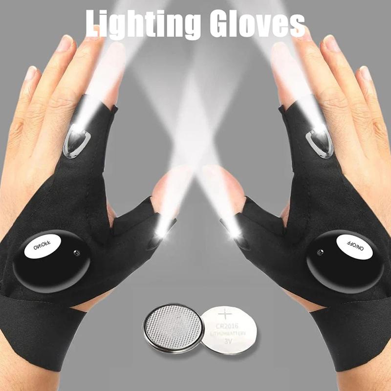 LED Flashlight Luminous Running Gloves Waterproof Cycling Camping ...