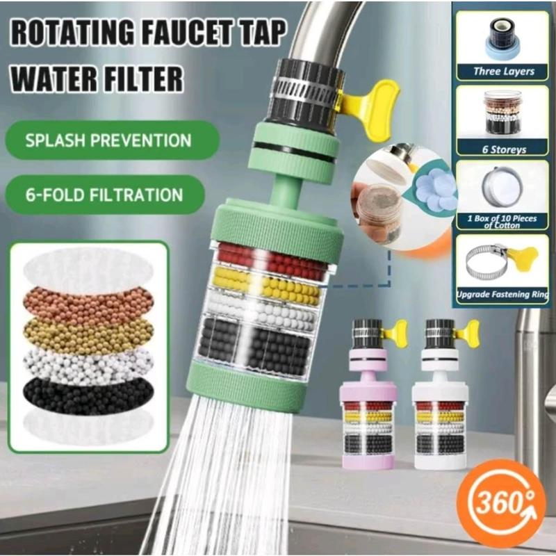 6 Layer Faucet Filter Kitchen Tap Splash-proof Water Filtration ...