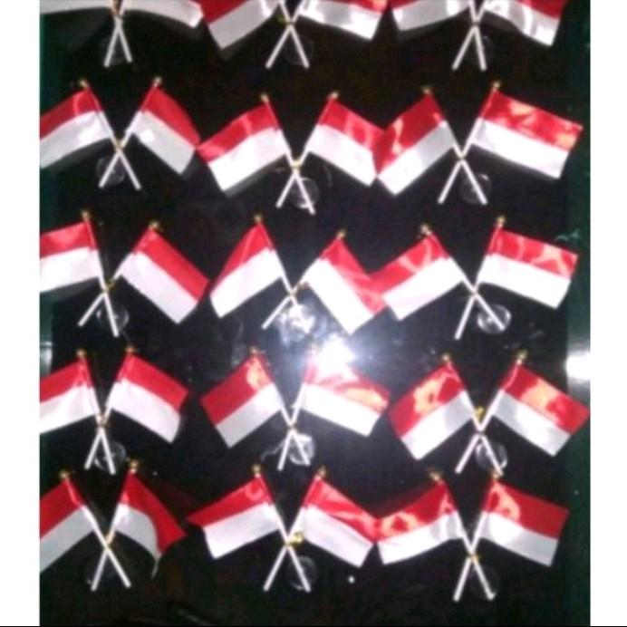 bendera silang merah putih ceplok kaca mobil - Shop | Tokopedia