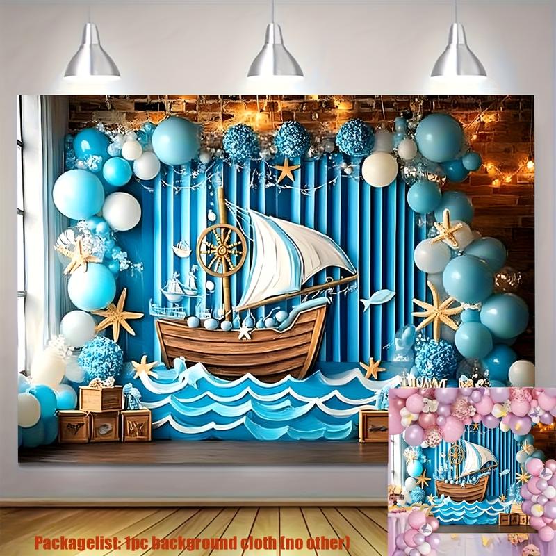 1pc Nautical Party Backdrop Banner - Ocean Theme with Sailin - TikTok ...