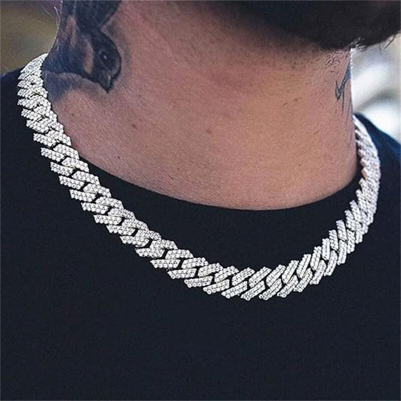 European and American hip hop Cuban chain shiny double row chain ...