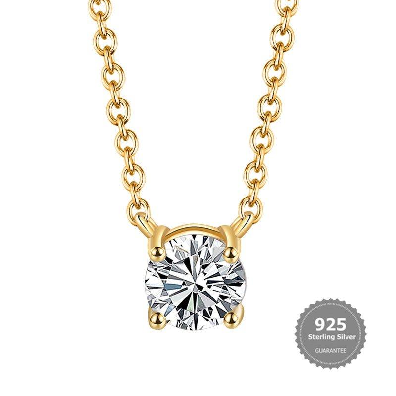 S925 Silver New Four-Claw round Aaa Zircon Necklace Light Luxury - TikTok Shop Singapore