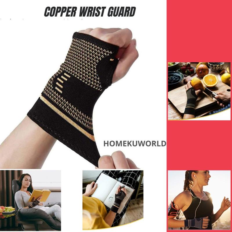1 Helai Copper Fiber Knitted Wrist Support Guard Brace Wrap Elastic ...