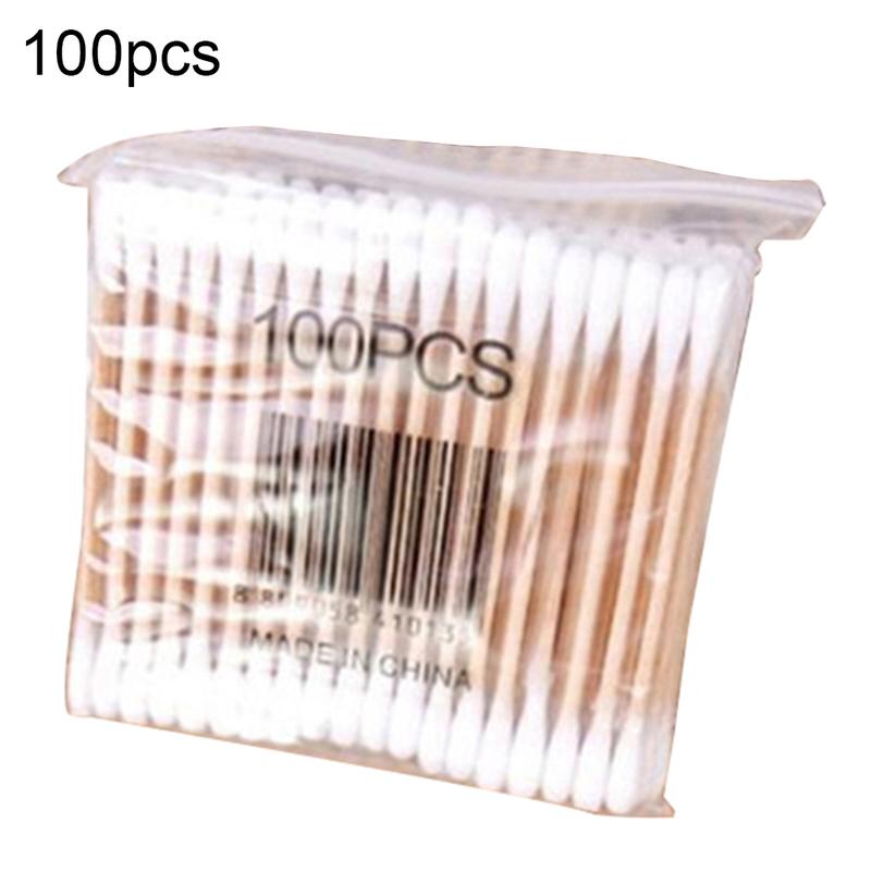 Vykxqwi- 100Pcs Disposable Double Head Wood Stick Cotton Swa - TikTok ...