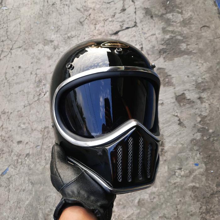 Promo Helm Cakil Black Glossy Include Inner Visor custom by ...