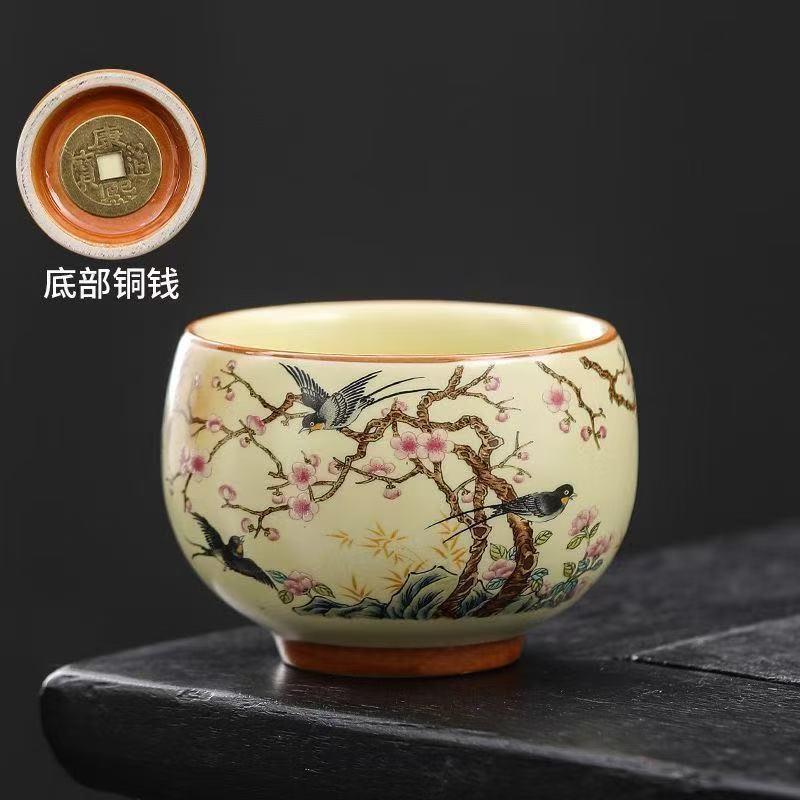 [Clearance] High-End Joyful Ceramic Tea Cup Internet Celebrity Copper ...