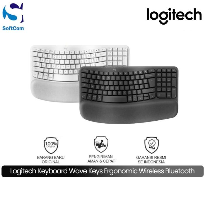Promo LOGITECH Keyboard Wave Keys Ergonomic Wireless Bluetooth Cicil 0% ...