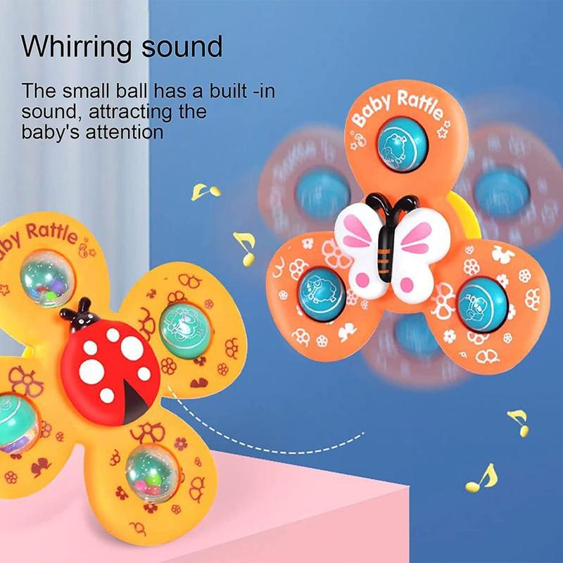 3 Pcs Baby Bath Toy Suction Cup Teether Spiner Spin Sucker Spining ...