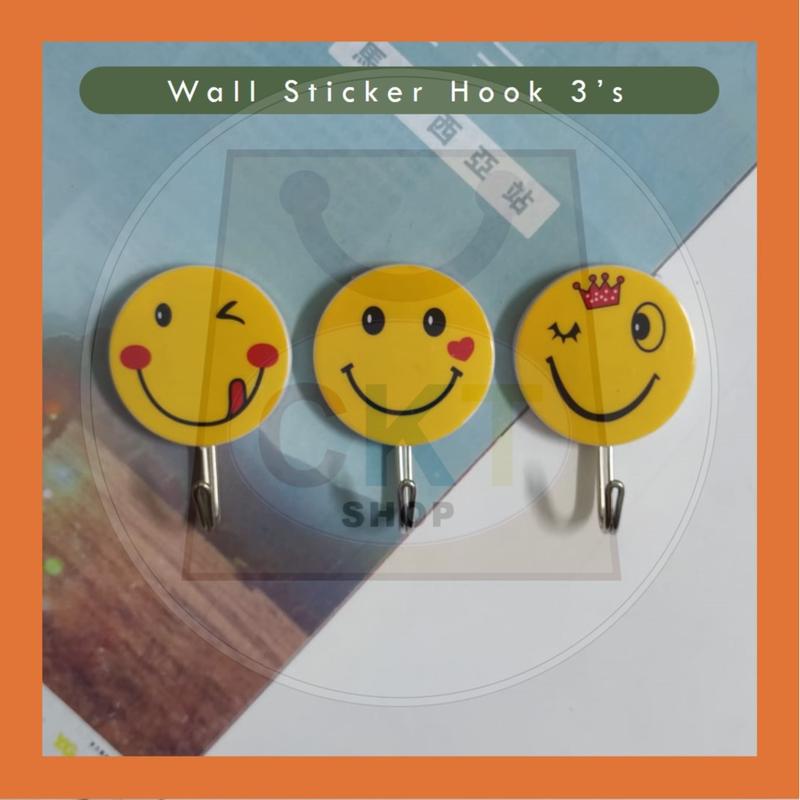 Cangkuk Dinding Tanpa Paku 3PCS Cute Sticker Hook Self Adhesive ...