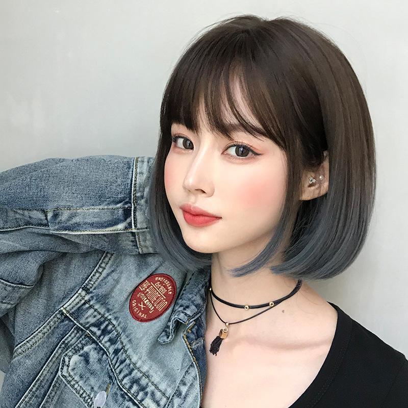 D3103 Fashion Wig Female Short Hair Bobo Student Head Round Face ...