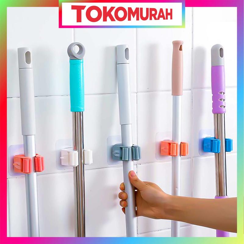 TM Mop Holder Bathroom Wall Sticker Penjepit Peralatan Pel Lantai ...