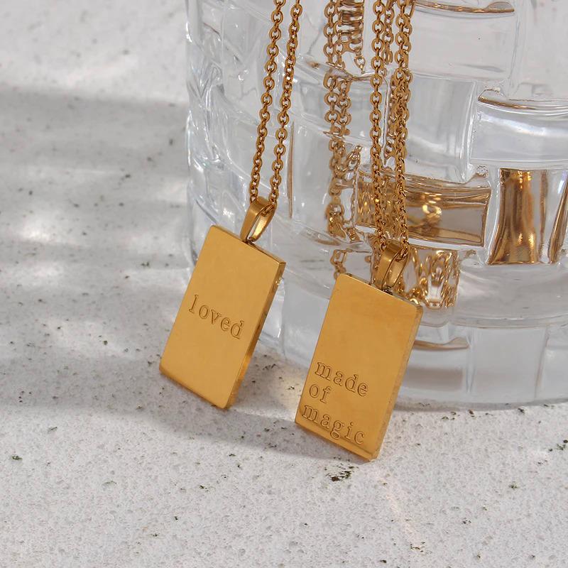 2021 New Vintage Couple Jewelry Motto Engraved Square Pendan - TikTok ...