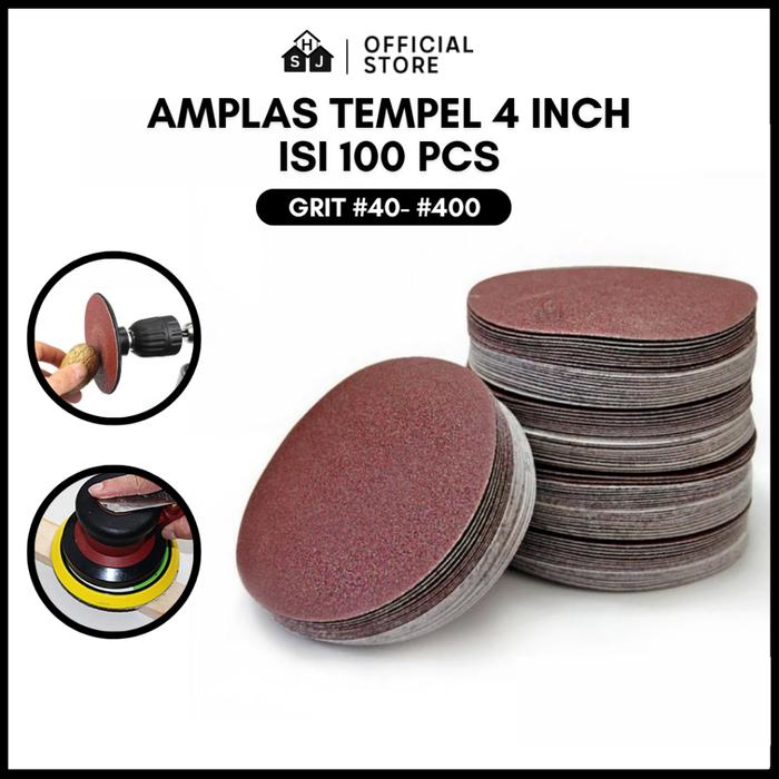 Promo [Isi 100 Pcs] Amplas Tempel Bulat 4 Inch Velcro Disc Grit 40-400 ...