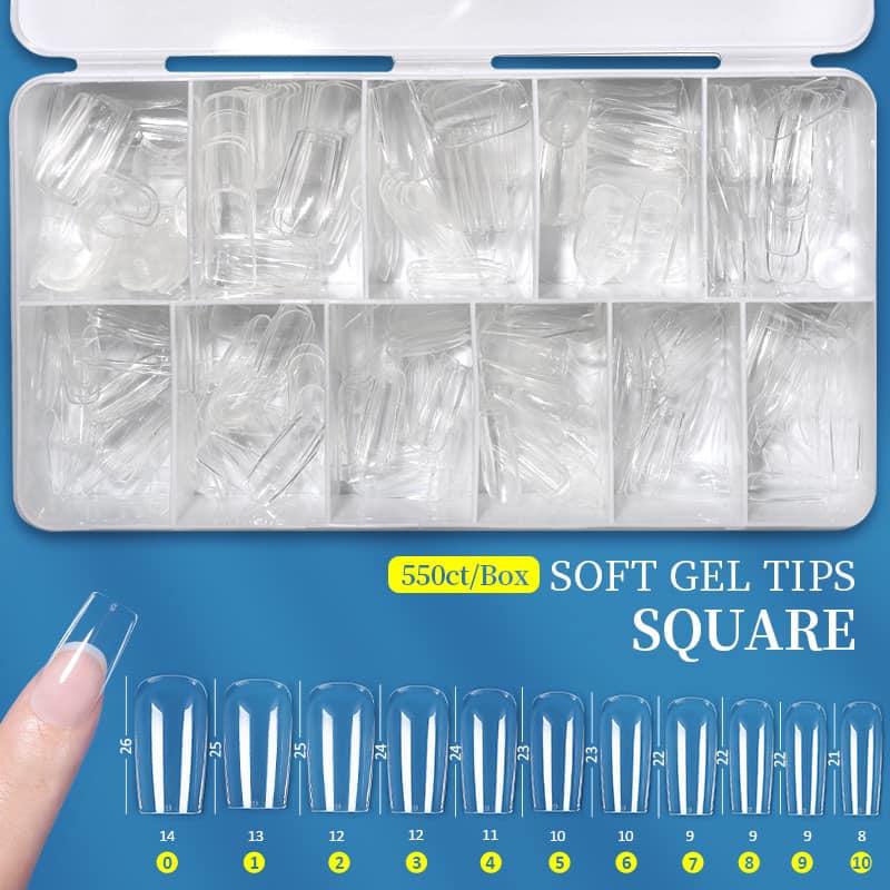 550pcs Set Nail Care False Nail Extension Tips Full Cover Acrylic ...