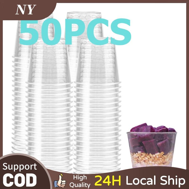 50pcs Plastic Disposable Transparent Dessert Cups For Party Salad ...