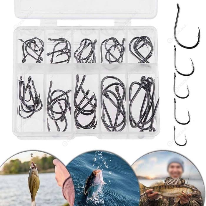 Jual Paket Mata Kail Pancing pancingan Hook Set Size 3-12With Box isi ...